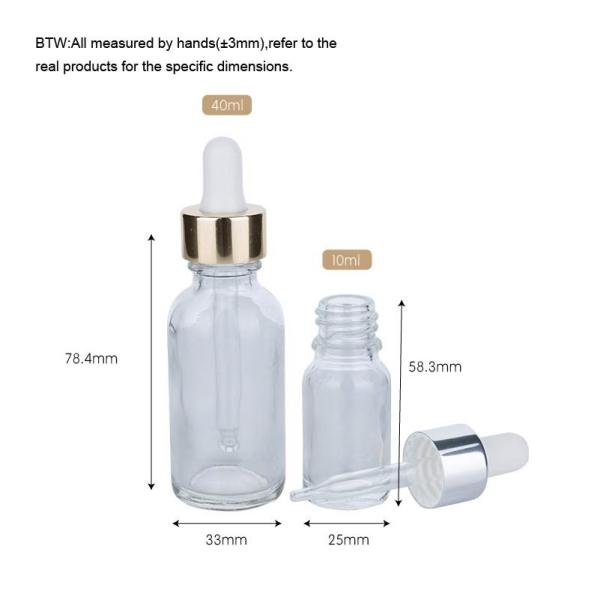 Quality 33MM 25MM Essential Oil Glass Cosmetic Dropper Bottles for sale