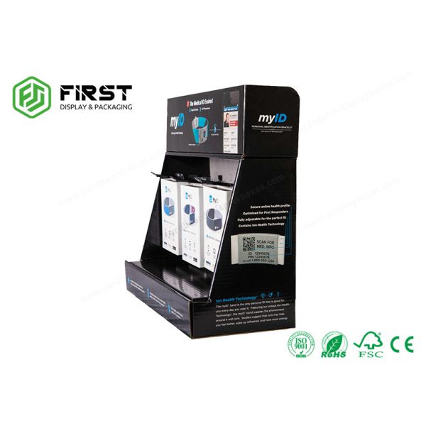 Quality CMYK Printing Custom Made Cardboard Countertop Display Boxes With Hooks for sale
