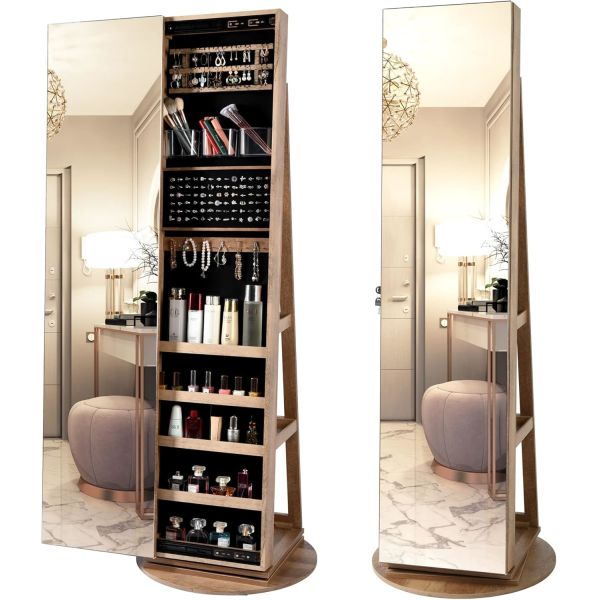 Quality 360° Swivel Jewellery Cabinet Mirror ‎Glass Rotating Mirror Cabinet Frameless for sale