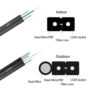 Quality YOFC Fiber Drop Cable Indoor Outdoor FTTH Fibre Optic Cable Single Mode 1 2 4 for sale