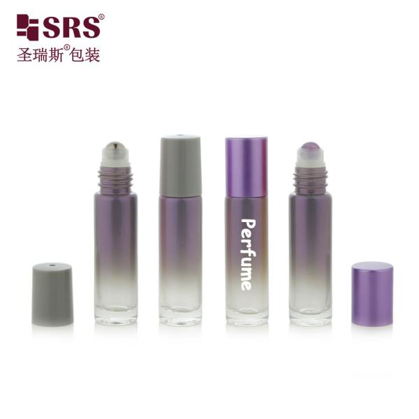 Quality BLPM-10ml Cylindrical Round Gradient Pink Color Mould Glass Roller Bottle For for sale