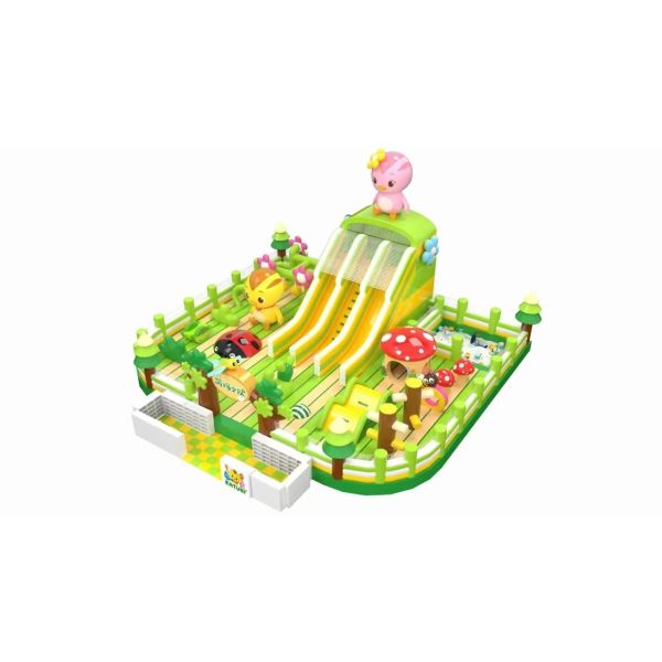 Quality Farm Theme With Mushroom And Ladybug Inflatable Bouncy Slide Castle for sale