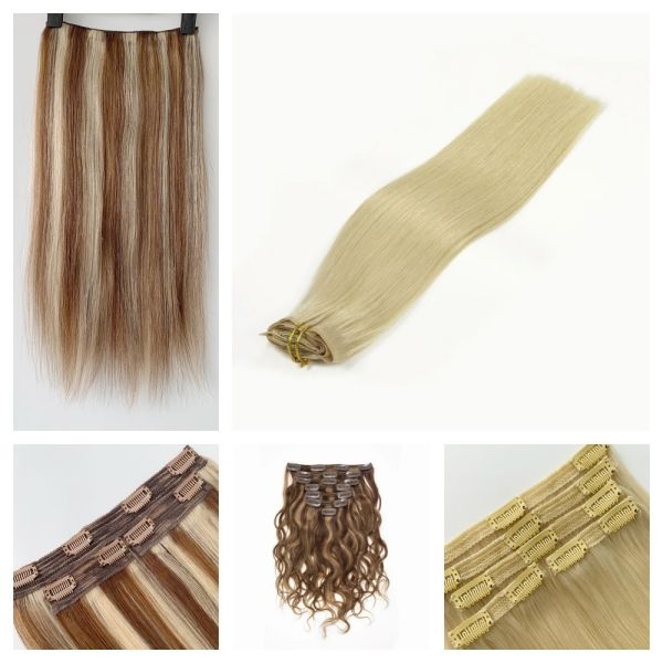 Quality Human Hair Type Brazilian Hair Lace Clip in Hair Extensions CH-24256 for sale