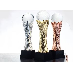 Quality Custom Resin Trophy Cup With Crystal Ball For Soccer End - Year Award for sale