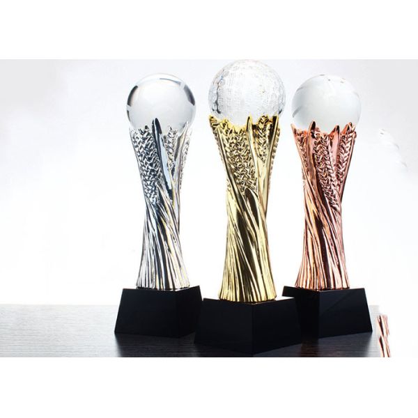 Quality Custom Resin Trophy Cup With Crystal Ball For Soccer End - Year Award for sale