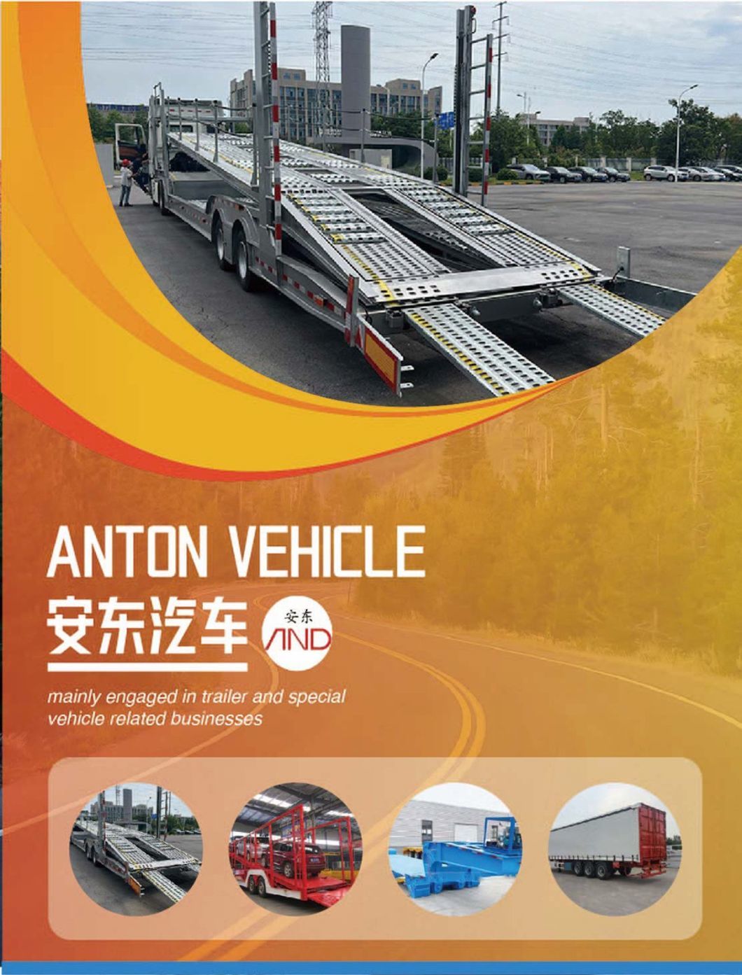 Anton 3 Axle Steped Type Skeleton Semi Trailer for 20/40FT Container Transport