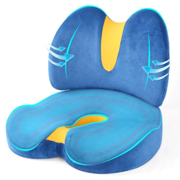 Quality 2 in 1 Memory Foam Seat Cushion with Back Support Cushion 35.2X41X9.5cm / 38.6x27x10cm for sale