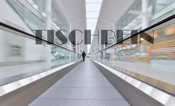 Quality Flat Type 1000mm Tempered Glass Balustrade Panel Moving Walkway 0.5m/s Emergency Stop Button For Shopping Mall for sale