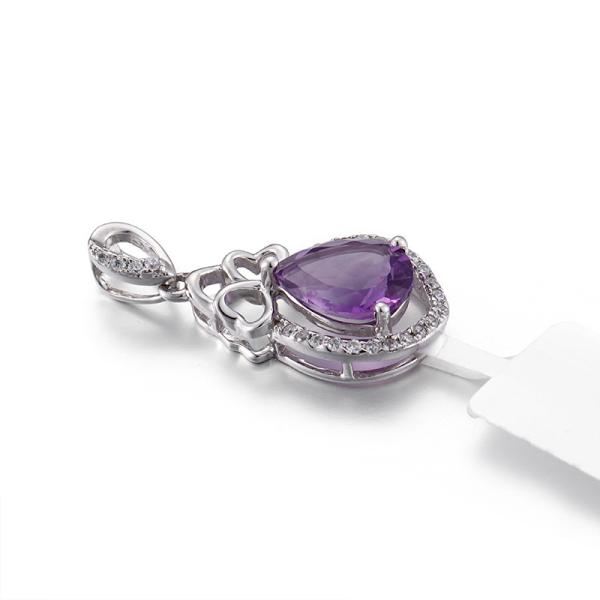 Quality 1.99g Pear Shaped Amethyst Pendant Unisex February Birthstone Charms for sale