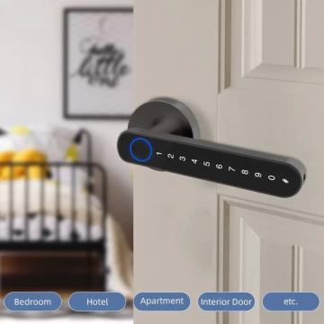Apartment Smart Tuya App Door Lock Semi Auto Grip Open Tamper Alarm Biometric