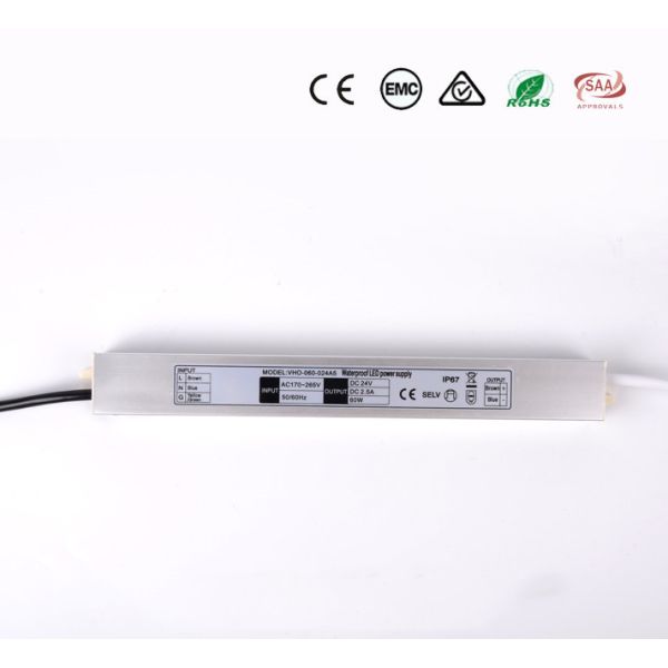 Quality OEM Outdoor Waterproof LED Driver IP67 , 24V 60W Neon Light Driver for sale