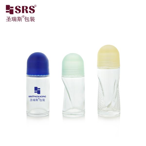 Quality BLPG 50ml 60ml Unique Shape Empty Glass Roll On Bottle For Body Deodorant Gel for sale