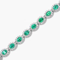 Quality 5.7mm Width Zircon Tennis Bracelet Oval Emerald White 14K Gold Bracelet Womens for sale