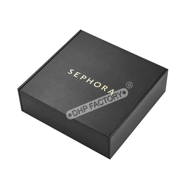 Quality Matte Black Rigid Gift Box Lamination Rigid Paper Boxes With Gold Foil Logo for sale