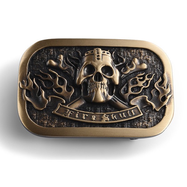 Quality Skull Shape Design Metal Die Casting Brass Plating Zinc Alloy Belt Buckle for sale