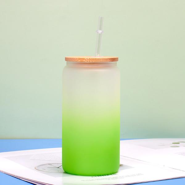 Quality Lightweight Colored Borosilicate Glass Smoothie Tumbler With Straw 18 Oz Glass for sale