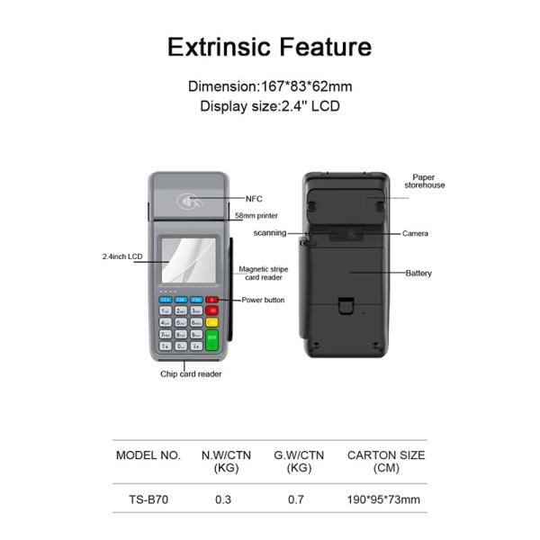 Quality Contactless Payment MPOS Device 4G Wifi Handheld Mobile Linux POS Terminal for sale