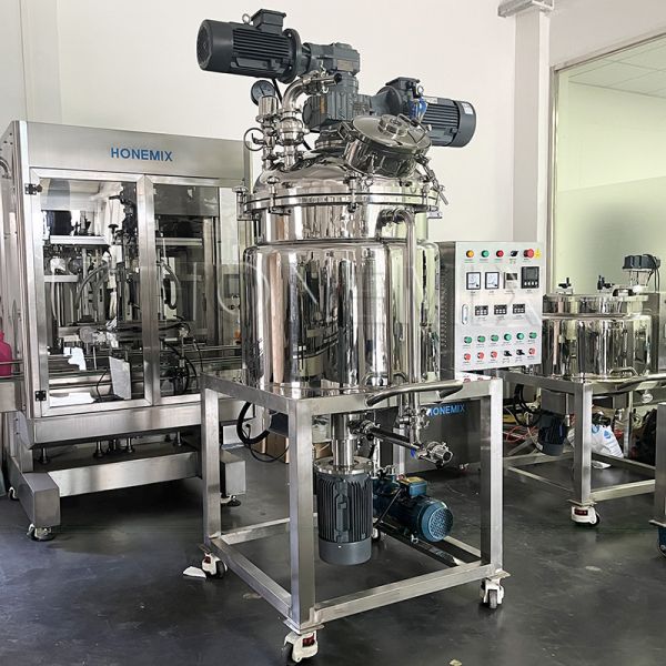 Quality Cream Vacuum Emulsifier Mixer Machine Bidirectional Mixing Horizontal Motor for sale