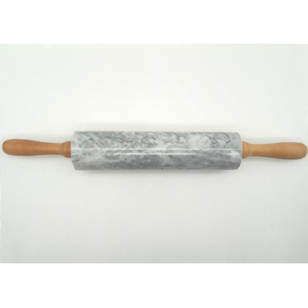 Quality Deluxe Marble Pastry Rolling Pin Polished With Wood Handles / Cradle for sale