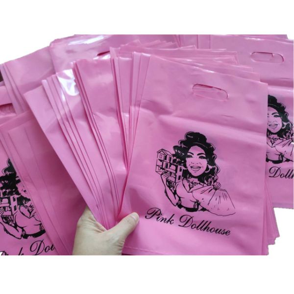 Quality Lip Gloss Eyelash LDPE Poly Packaging Bag Die Cut Handle 35x45cm for sale