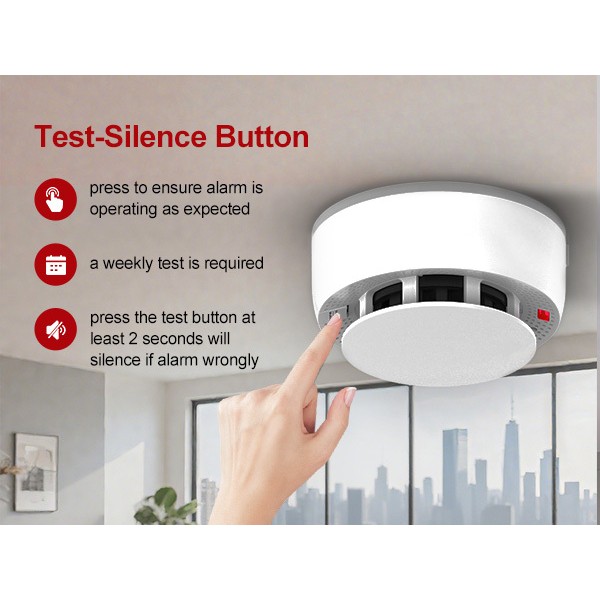 Quality UL Fire Alarm Test Button Low Battery Signal Operated 5-Year Product Detector Gas Alarm for sale