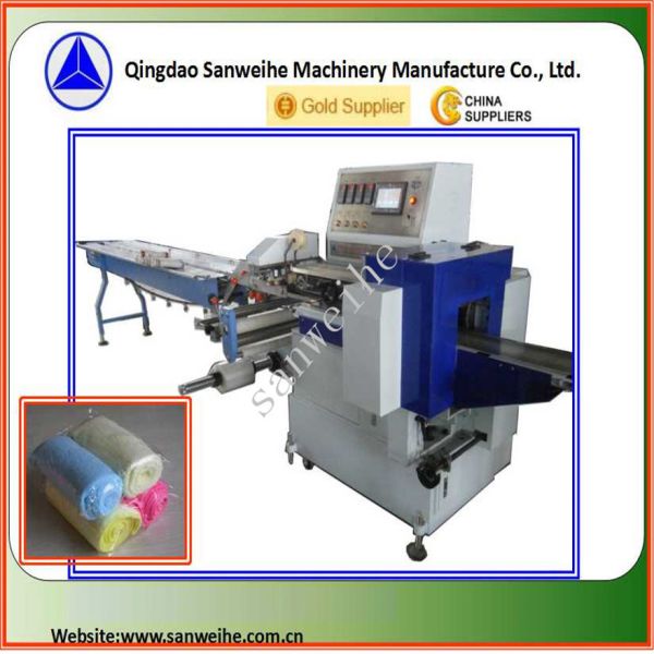 Quality 3.6KW Blue Horizontal Flow Wrap Machine Wider Film Reciprocating Packaging for sale