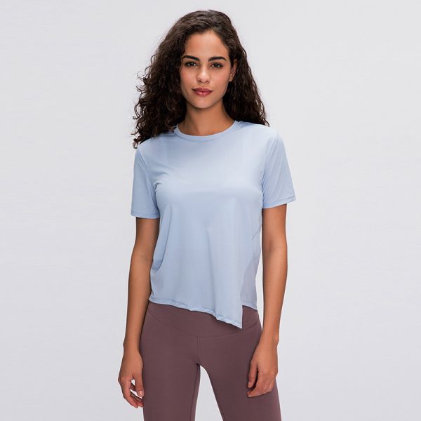 Quality Pure Color Lightweight Half Sleeves Womens Gym T Shirts For Yoga for sale