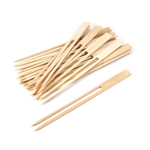 Quality Disposable Bamboo Wooden BBQ Skewers Sticks 18cm Double Pronged for sale