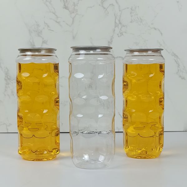 Quality Homemade Beverages Milk Tea 500ml Clear Plastic Jars with Easy Pull Cover for sale