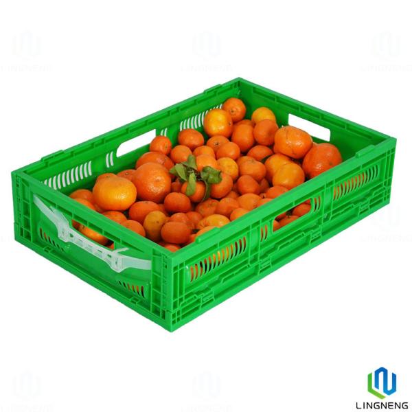 Quality 27L Lightweight Folding Crate Box Vegetable Fruit Turnover Mesh Crate With for sale