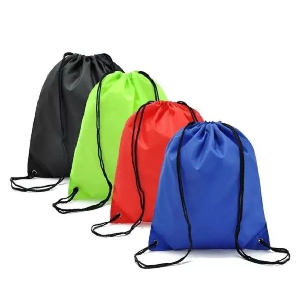 Quality String Closure Nylon Polyester Geometric Pattern Drawstring Backpack for Gym and for sale