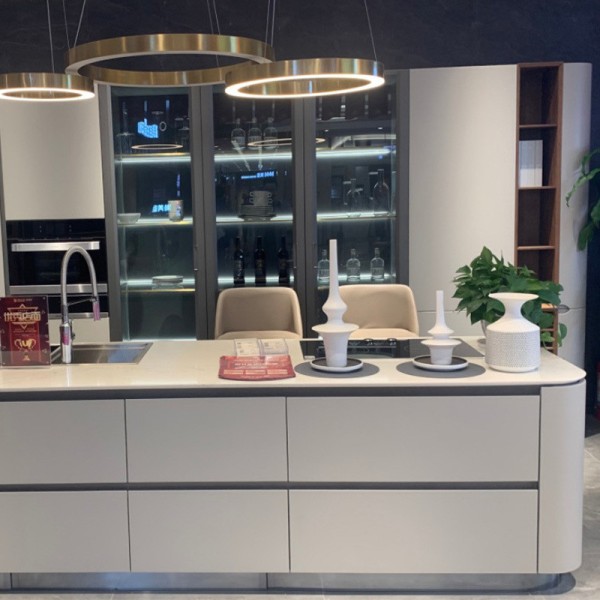 Quality Quartz Stone Countertop Complete Matte Style Customized Size Modular Kitchen for sale
