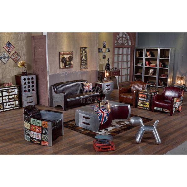 Quality Nidea #8909 Punk Industrial Style Sofa Chair Retro License Plate Furniture for KTV Hotel Internet Cafe Bar Coffee Shop  Bar for sale