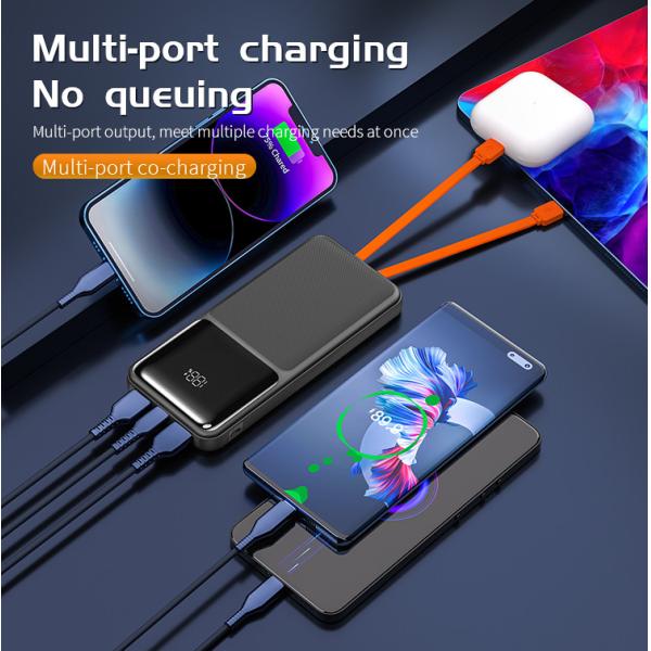 Quality 10000mah Powerbank With Inbuilt Cable Power Bank With Built In Usb C Cable for sale
