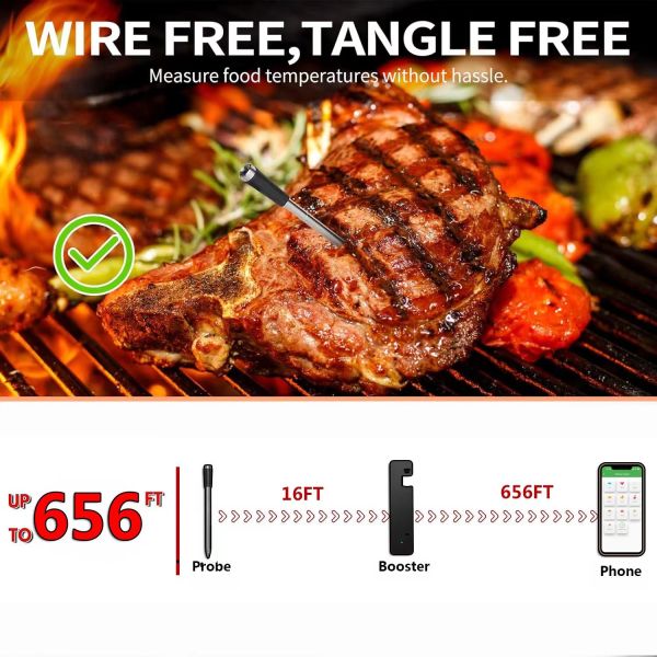 Quality Premium Bluetooth Digital Wireless Grill Bbq Thermometer Smart Waterproof for sale