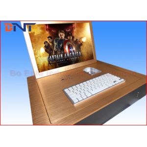 Quality Gold Color 19" Computer Monitor Lift , Flip Up LCD Lift With Infrared Sensor for sale