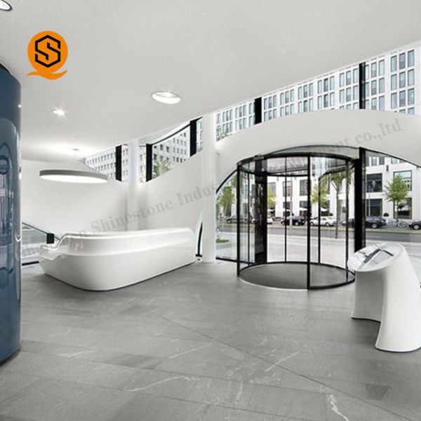 Quality 5m Solid Surface Reception Desk Airport Front Desk Fire Resistant for sale
