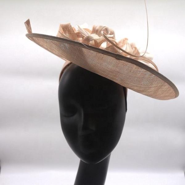 Quality Stylish Sinamay Base and Feather Church Hat for Four Seasons in Dobby Style for sale