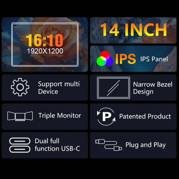 Quality Wireless External Portable Triple Monitor Laptop Tri Screen Extender SRGB for sale