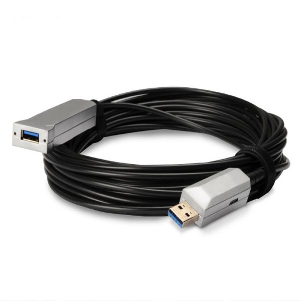 Quality 5Gbps USB3.0 AOC USB Active Optical Cable With Power Supply TPU Black Jacket for sale
