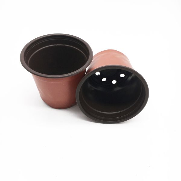 Quality Black Orange 17cm Plastic Plant Pots Tear Resistant Sturdy Polypropylene for sale