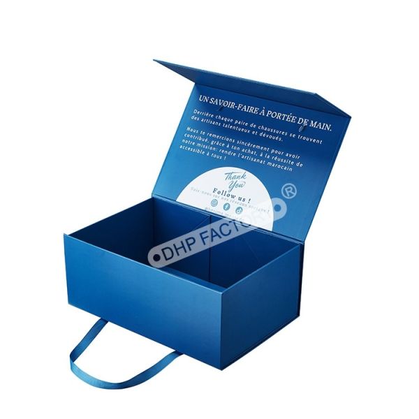 Quality Gloss Coating Custom Rigid Gift Box With Ribbon Handle For Clothes Packaging for sale