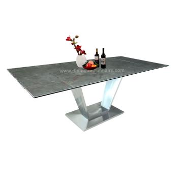 Stylish Stainless Dining Table Pavilion Use Luxury Brushed Stainless Pillar