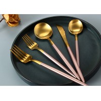 Quality FDA Gold And Pink Plated Stainless Steel Cutlery Set For Wedding for sale