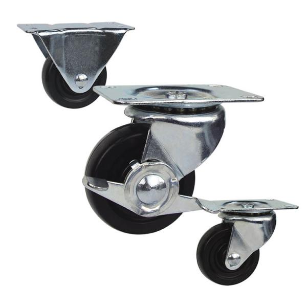 Quality Black 4 Inch 176lbs Loading Low Profile Rubber Casters for sale