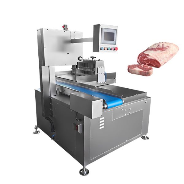 Quality Auto Single-Cut Bandsaw Machine Cutting Frozen Meat into Beef Roll Cube Steak with 1-200mm Ajustable Cutting Thickness for sale
