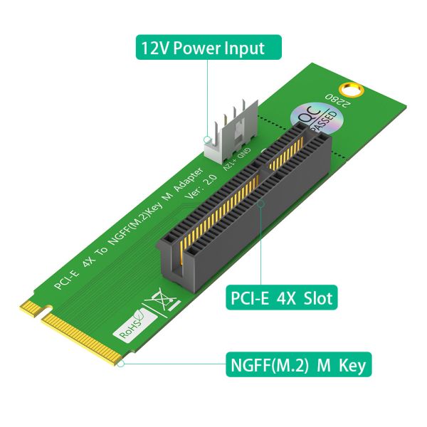 Quality PCI Express PCI-E 4X to NGFF M.2 PCIe Riser Card X4 to M2 Key M Adapter for sale