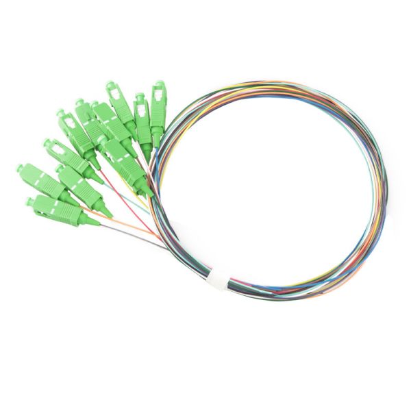 Quality SC/APC-NC, LSZH, 0.9mm, 12 Fiber, G.657A2, 1 meter Color-coded 900μm Pigtail Packs for sale