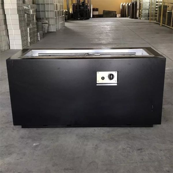Quality Modern Metal Black Painted Rectangular Gas Burning Smokeless Fire Table for sale