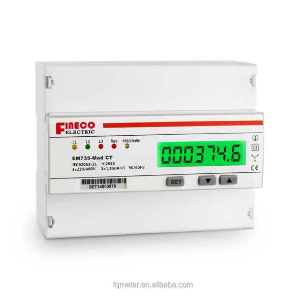 Quality Digital Only Display Type 3-Phase Smart Energy KWh Meter 1.5 6 A 3*230/400V EM735-Mod for sale